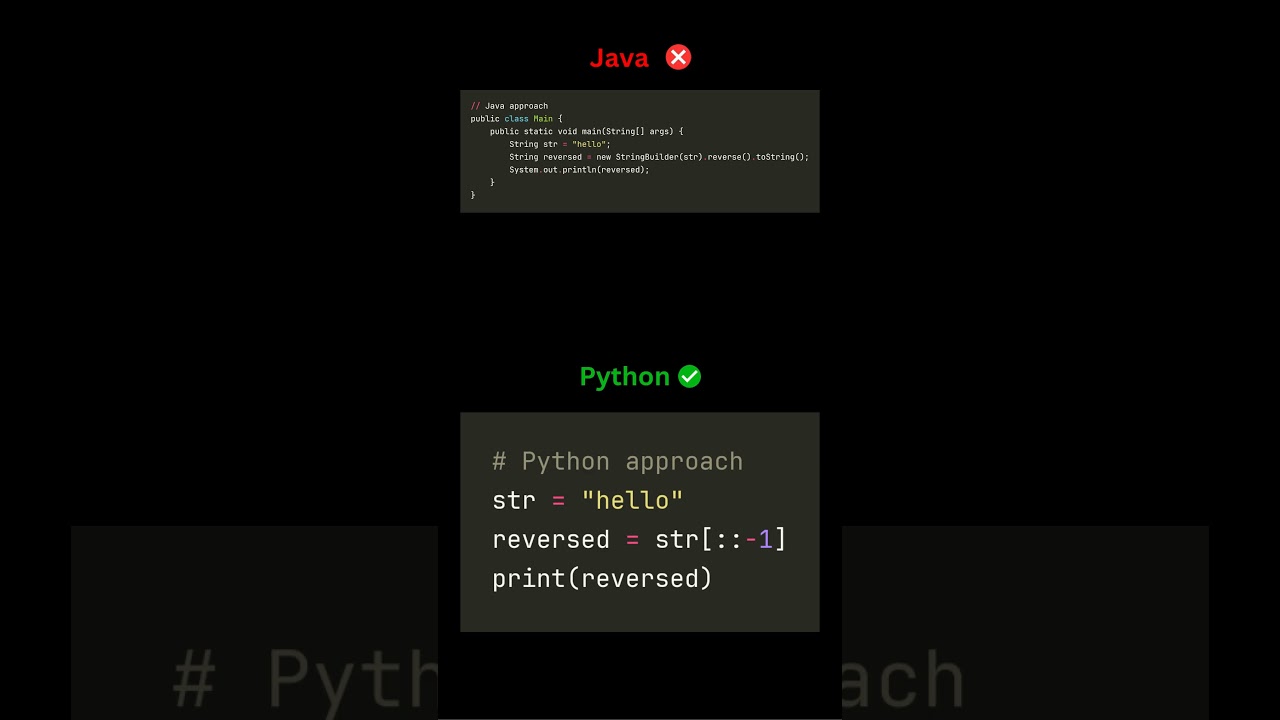 Java vs Python: String Reversal  A Simple Comparison #Java #Python #CodingTips