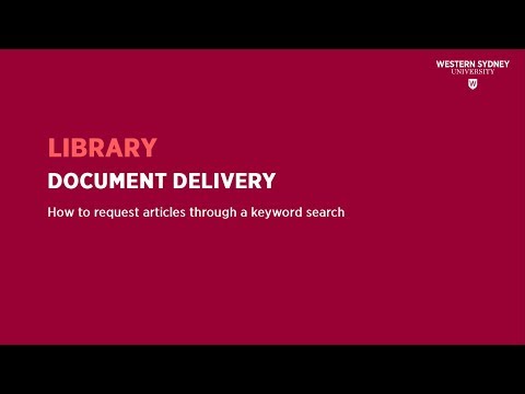 Document Delivery - How to request articles through a keyword search