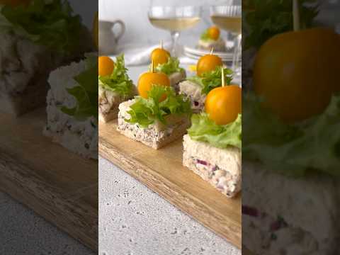 Mini tuna sandwiches: the perfect party snack🥪 #tuna #sandwich #appetizer