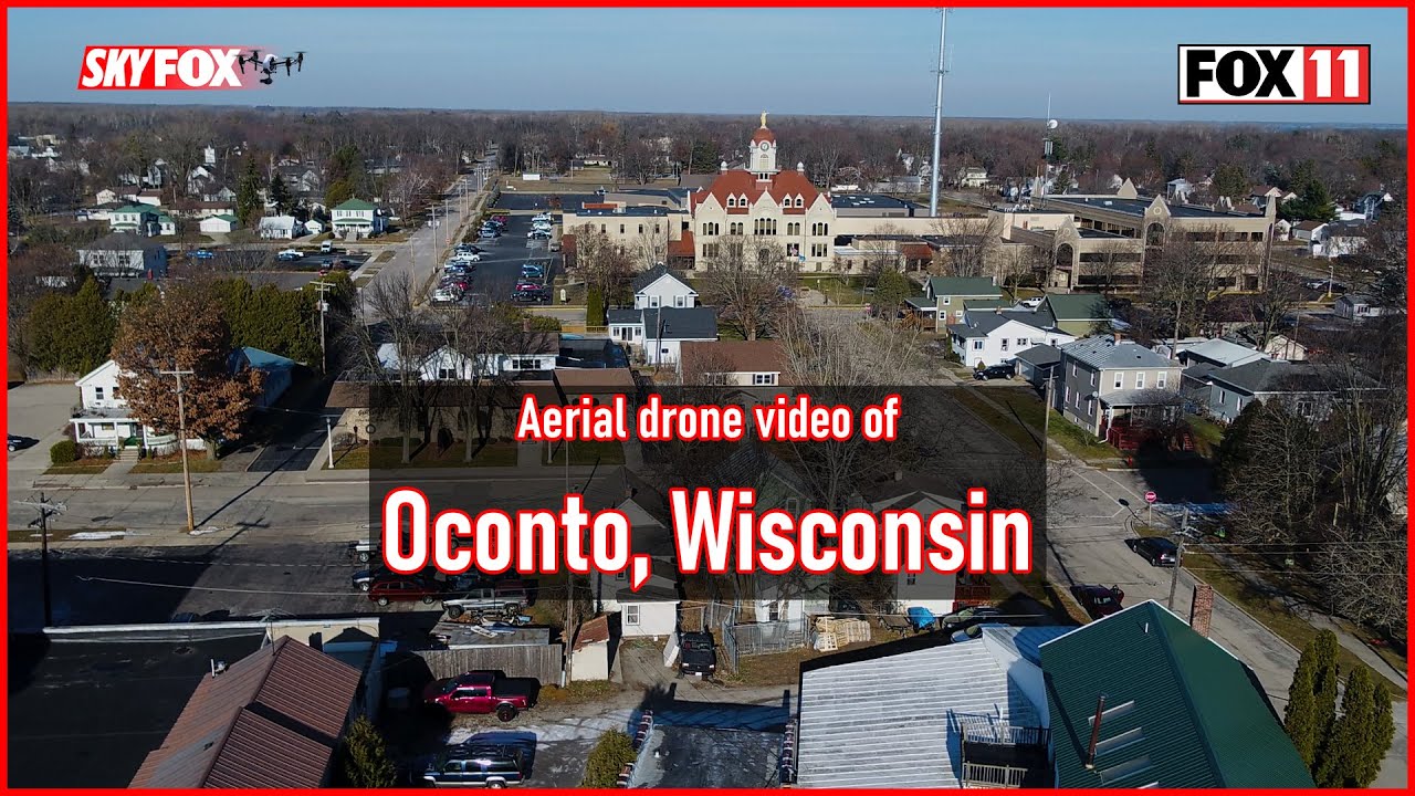 Oconto, Wisconsin; aerial drone video