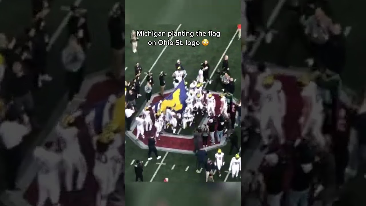 Michigan planted its flag on Ohio State’s logo after winning The Game 😧 (via chengelis/TW)