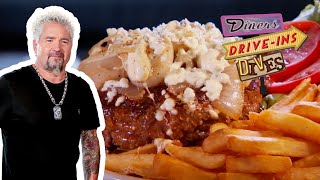 Guy Fieri Eats The Bruiser Burger & Cheeseburger Soup | Diners, Drive ...