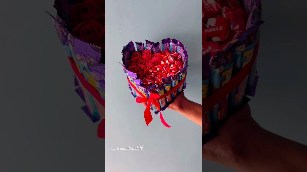 Heart Shape Chocolate Bouquet❤️#chocolate #chocolatebouquets #valentinesday #valentine #diy