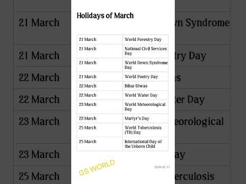 Holidays of March #march #holiday #2024