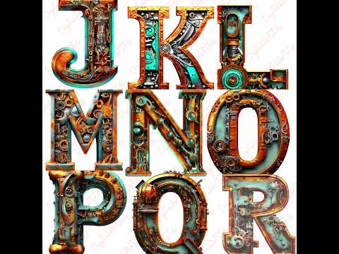 Steampunk Illuminated Initials Clipart Bundle Full English Alphabet - High Quality