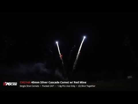 Silver Cascade-Comet-w-Red-Mine-40mm-Single-Shot