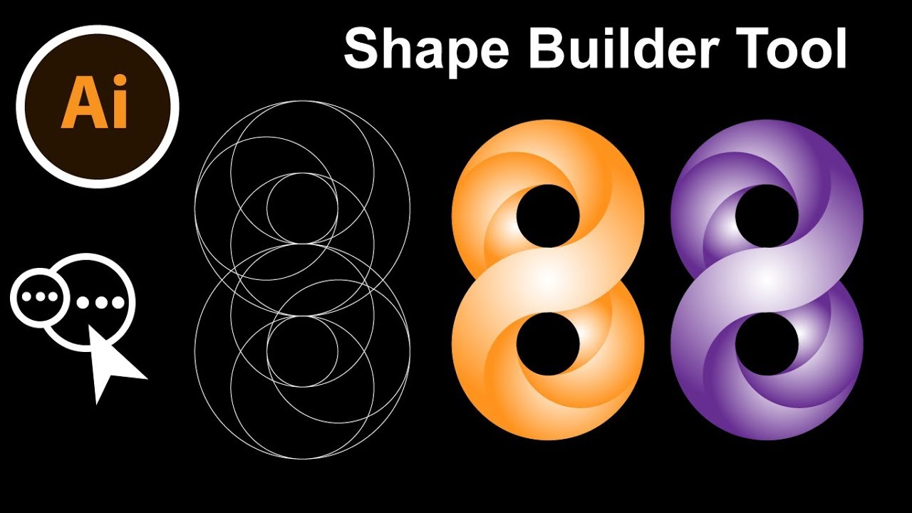 illustrator gradient Eight | illustrator Shape Builder tool | Best 3d Tutorial