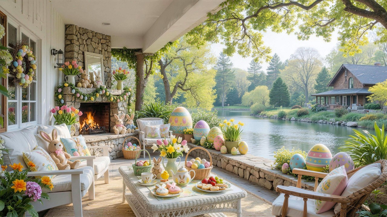 🌸 Happy Easter 2026🐰 Relaxing Spring Music, Fireplace Warmth & Cute Bunny Vibes