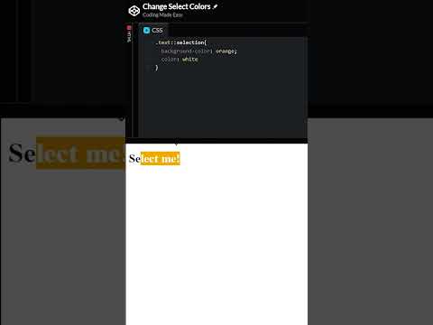 How to change color of SELECTED text #html #css #selection #shorts #coding #code #codingmadeeasy