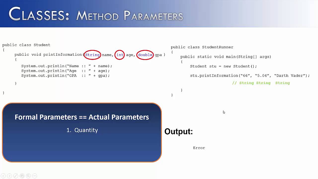 Classes Part 6: Method Parameters (Java)
