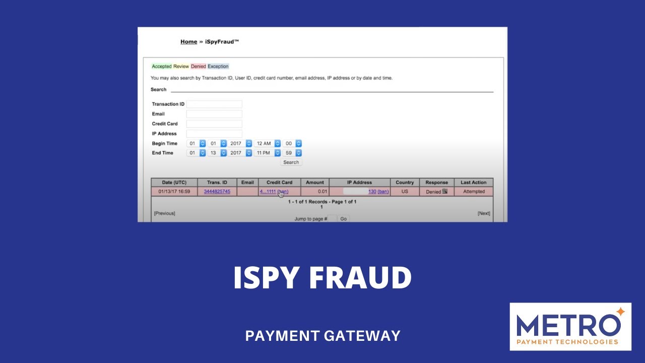 iSpyFraud - Metro Payment Gateway