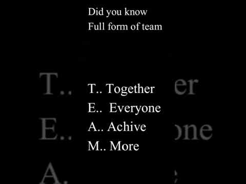 Full form of team! TEAM Meaning!