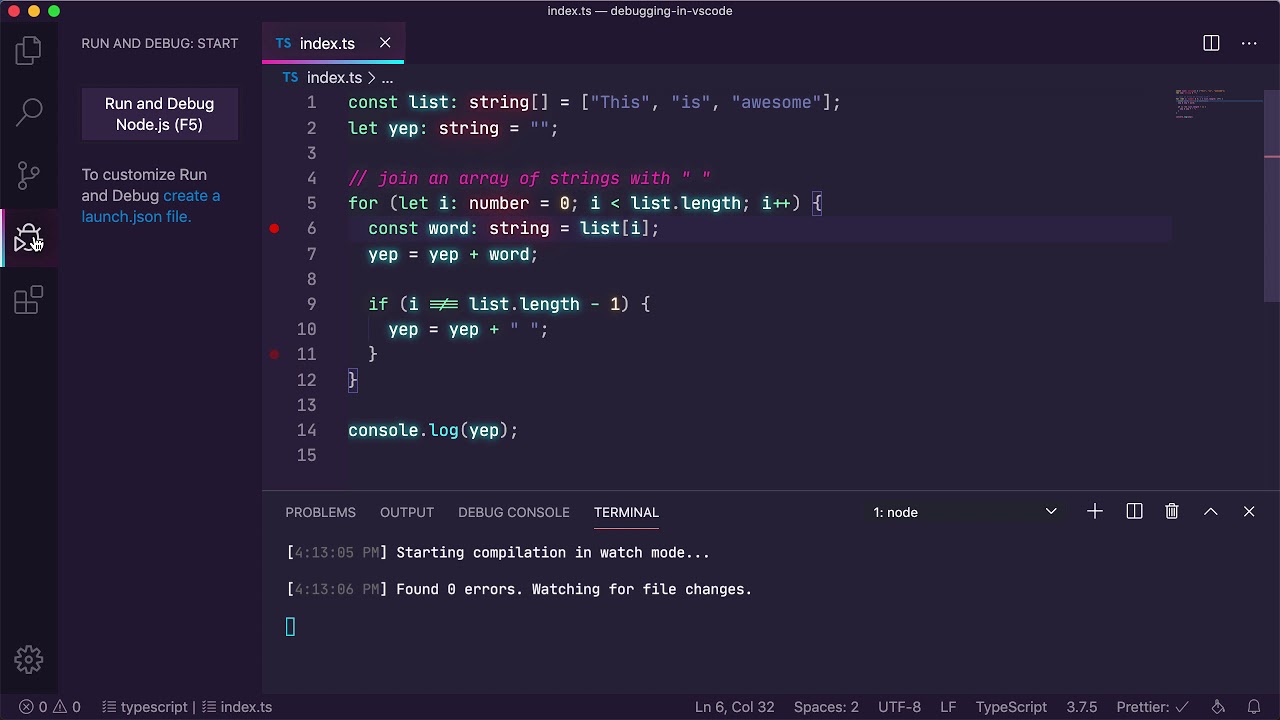 Debug TypeScript in VS Code (3/5 - Debugging in VS Code)