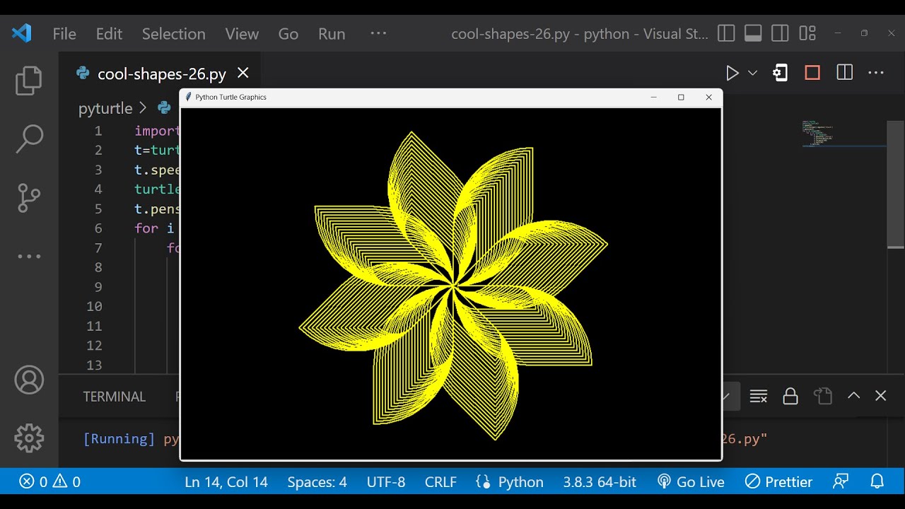 Python Turtle Graphics - 38 | Cool Shape Drawing | Python Turtle Video | Learnonpy | @Python_Shorts