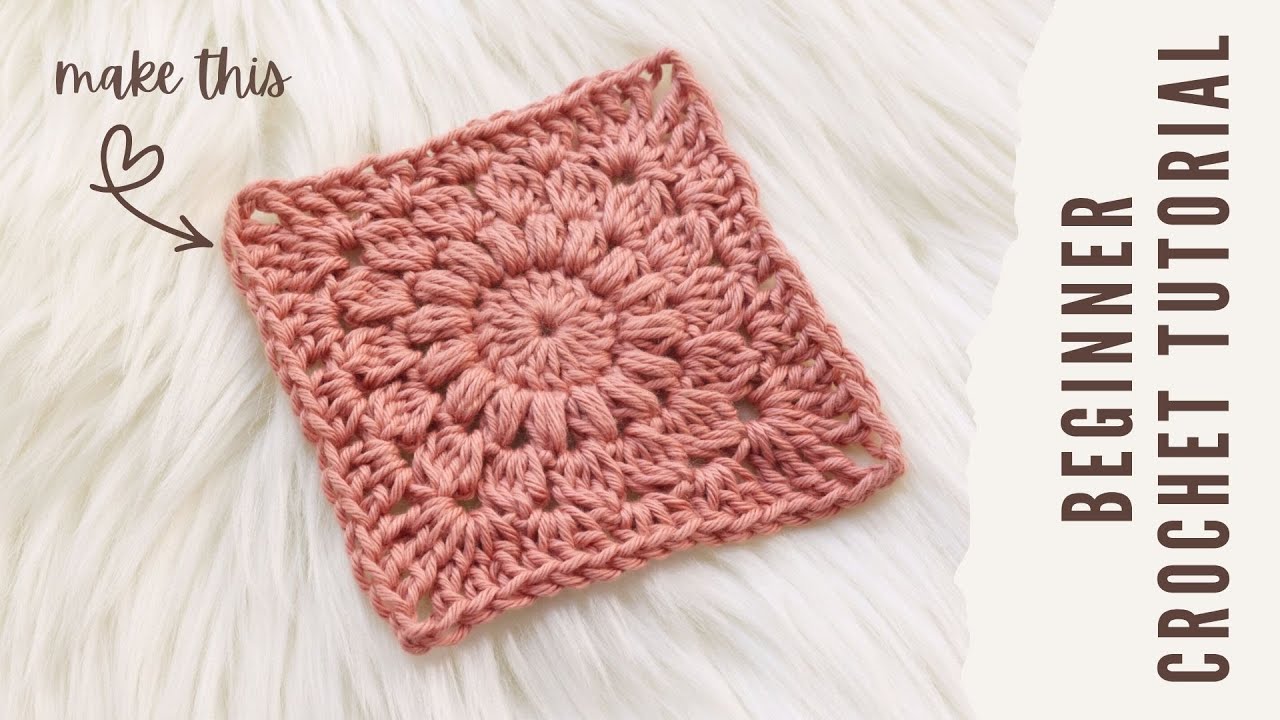 Solid Colour Sunburst Granny Square Tutorial, With Invisible Fasten Off