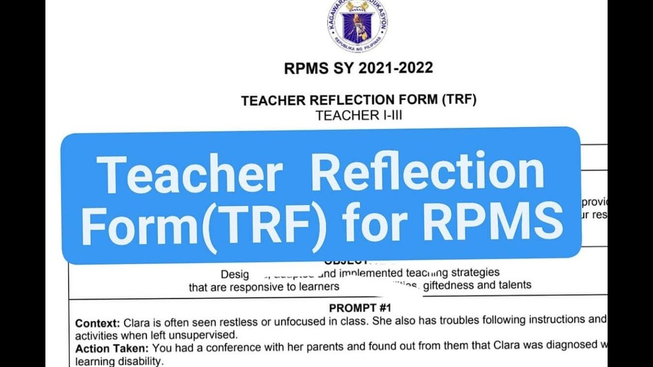 IPCRF- RPMS | Sample Teacher Reflection Form | | DEPED| 2022