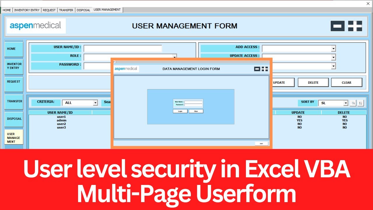 User level security in Excel VBA Multi-Page Userform
