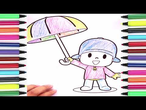Pocoyo and Unbrella pictures to print and color | coloring pages for kids