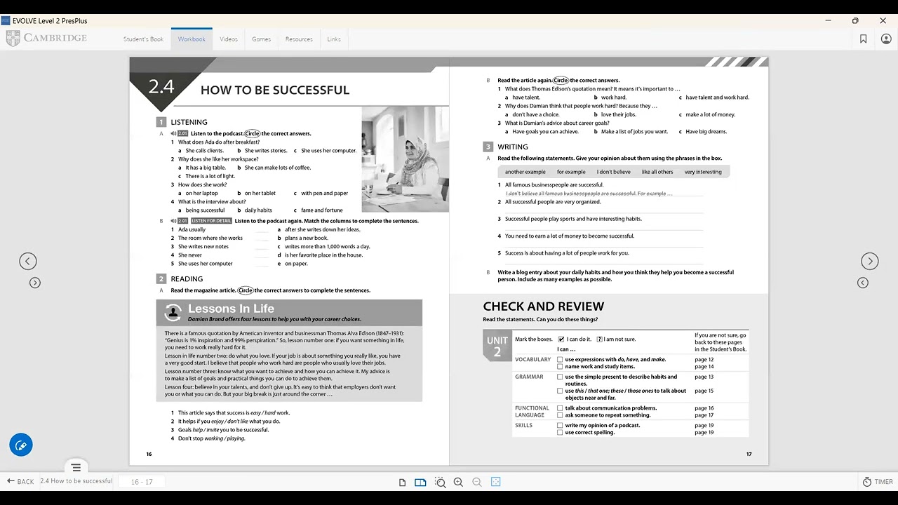 Evolve 2 (workbook Audios) Lessons 1, 2, 3 and 4