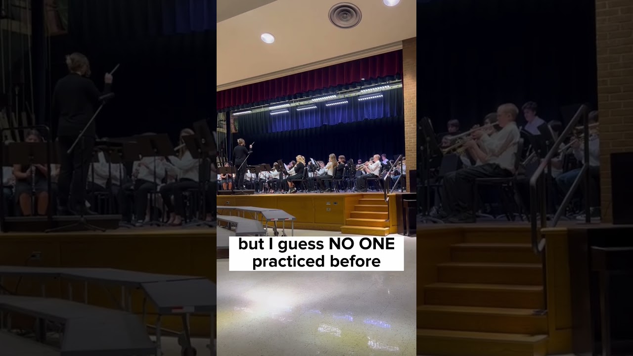 The entire middle school band was fake “playing”!! #peteytvprof