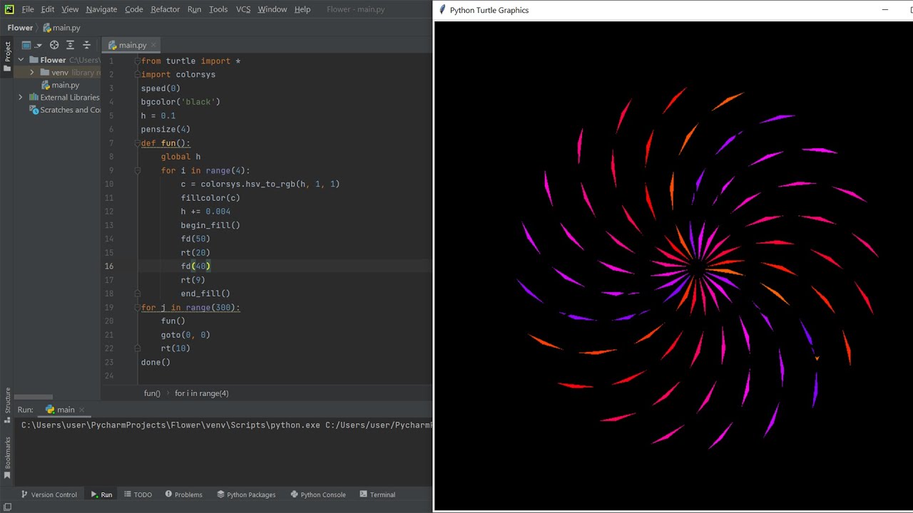 Python Turtle Flower: A Simple Yet Beautiful Creation #Python #turtlegraphics  #flowerart #python