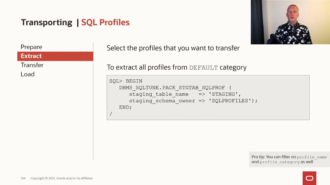 Transporting SQL Profiles