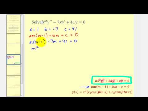 General Solution to a Second Order Homogeneous Cauchy-Euler Equation ...