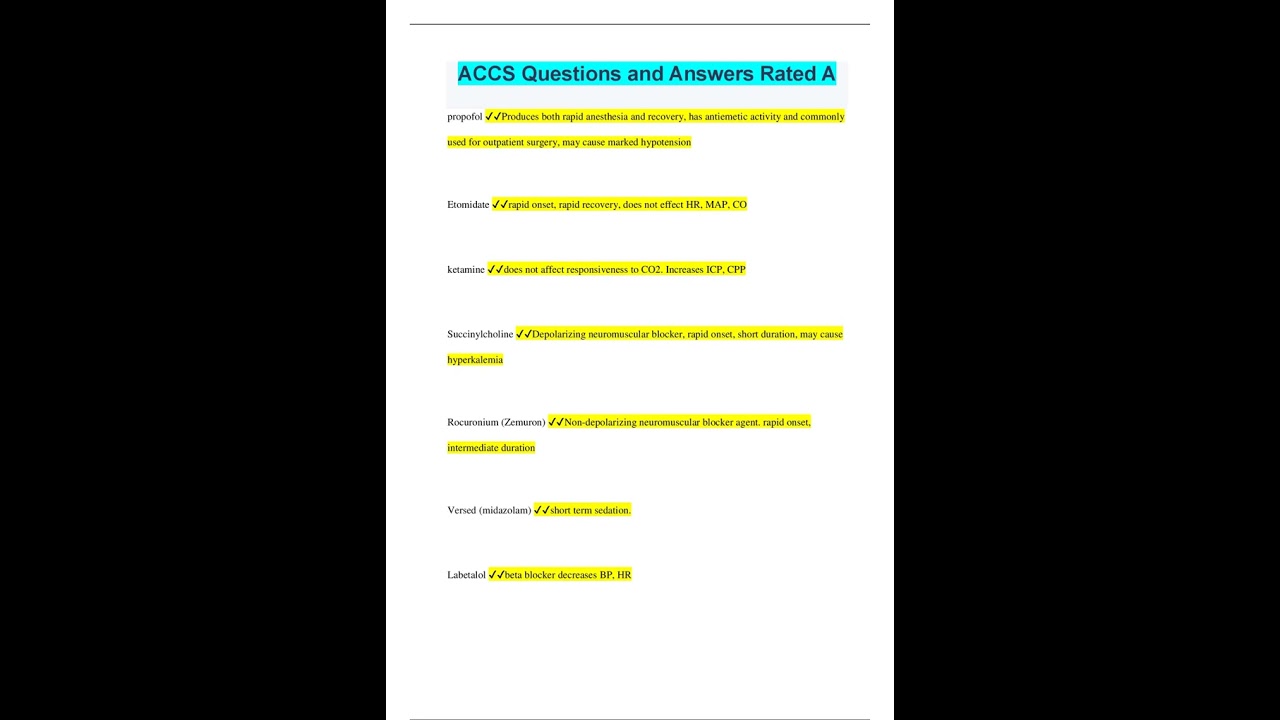 ACCS Questions and Answers Rated A