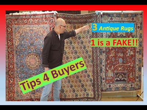 Real vs. FAKE Old Persian rugs: 2 carpets are old & antique, 1 is NOT