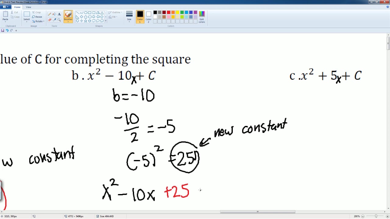 Unit 4 Test Review Sheet Solution # 11
