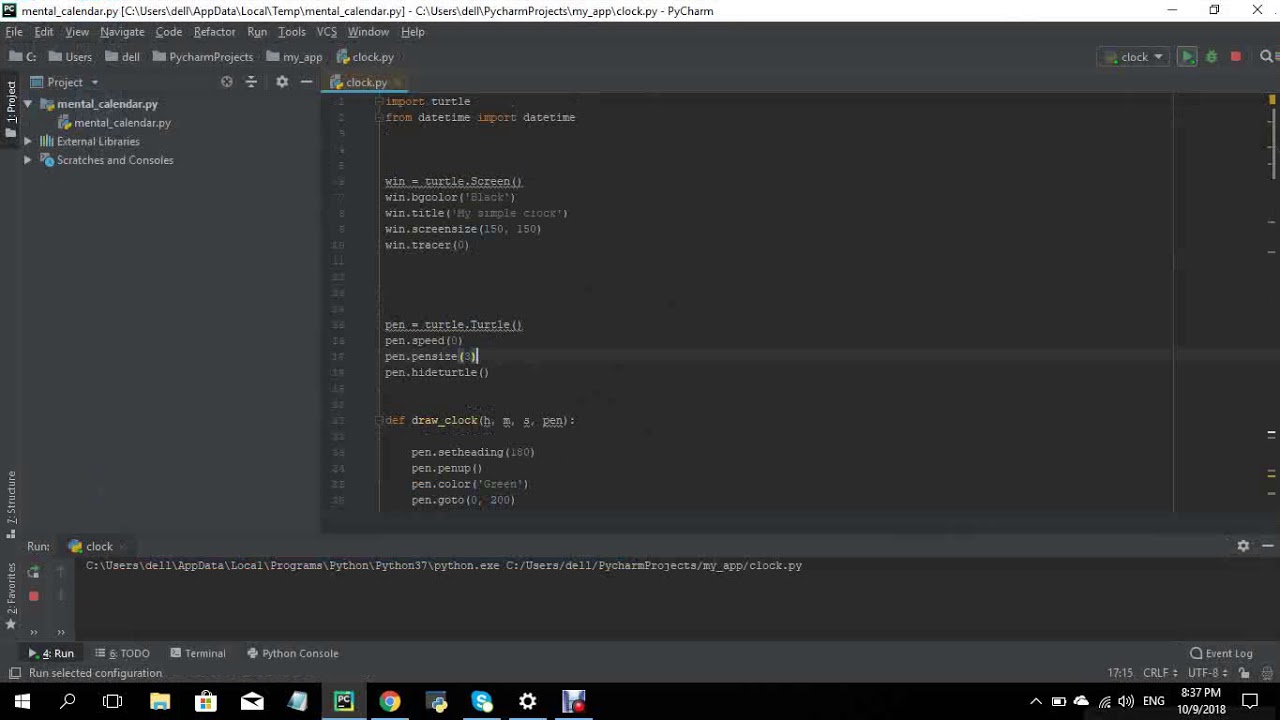 Clock with Python / Turtle