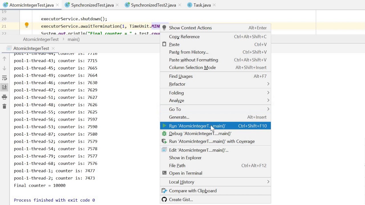 Java AtomicInteger Super Simple Example