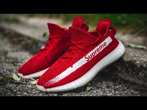 HOW TO PAINT FABRIC SHOES | SUPREME YEEZY BOOST 350 V2