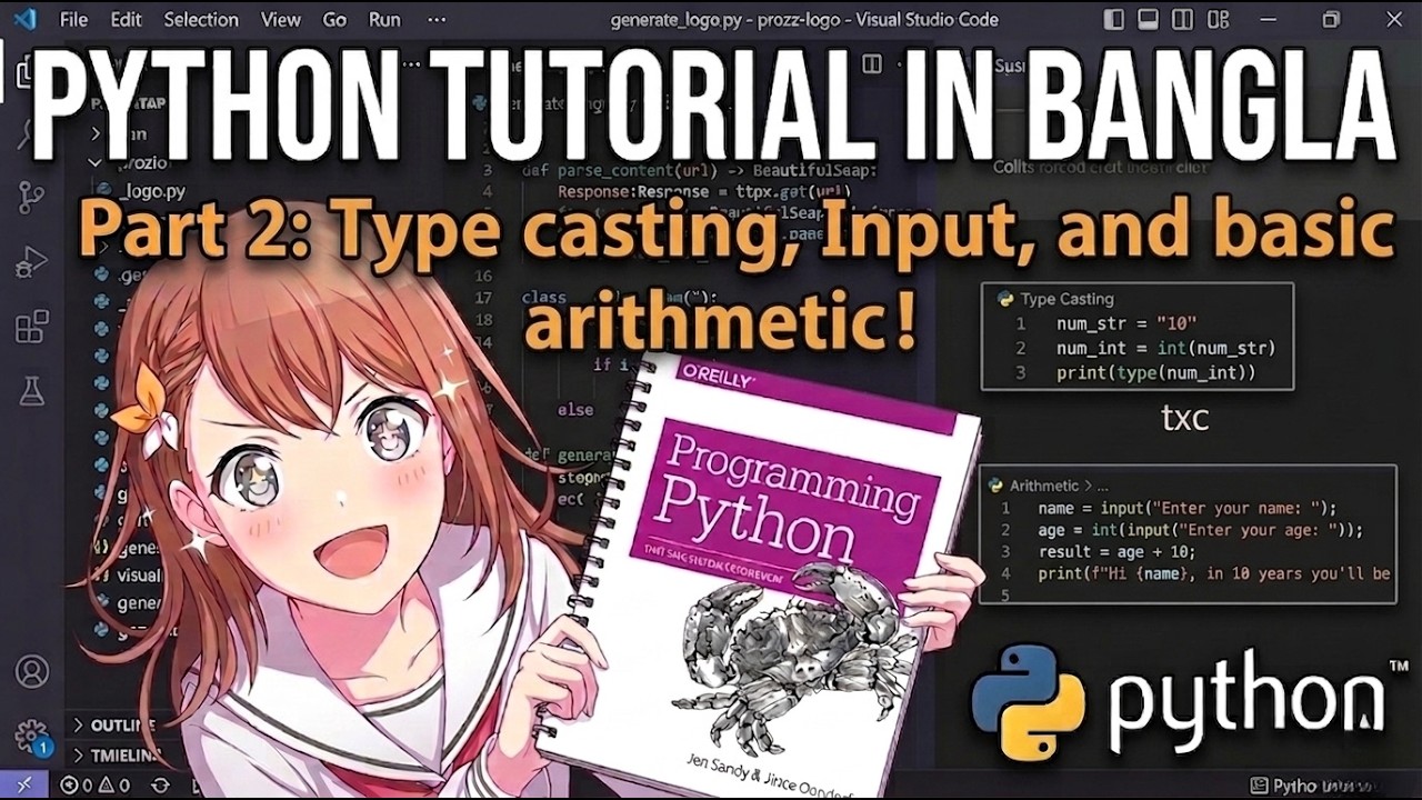 Python Bangla Tutorial Part 2: Type Casting, User Input & Basic Math