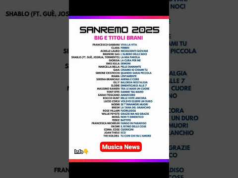 SANREMO 2025: TITOLI BRANI - NOTIZIE E PLAYLIST