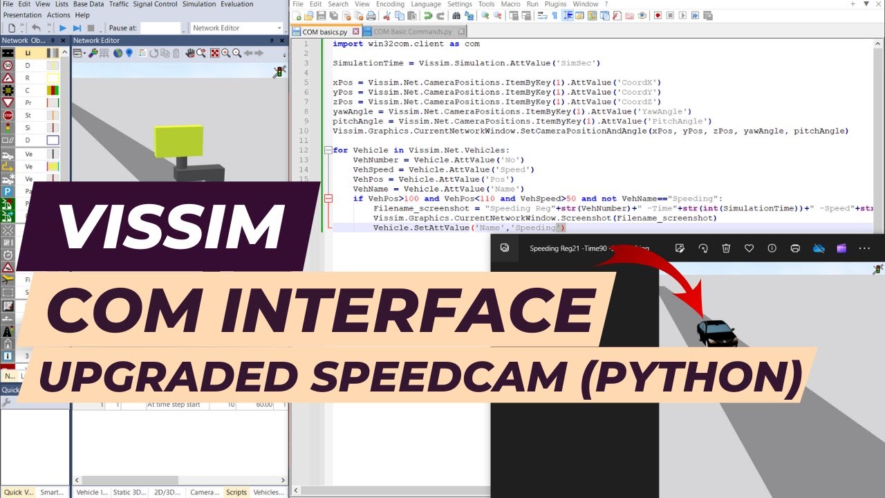 Vissim Tutorial - COM - Fully functional Speedcam example (Python)