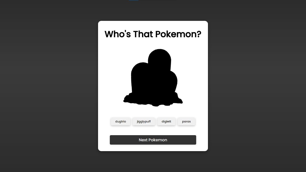 Who's That Pokemon Game Using HTML, CSS and JavaScript with Source Code