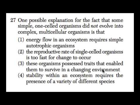 Question 27 Living Environment Regents January 2014
