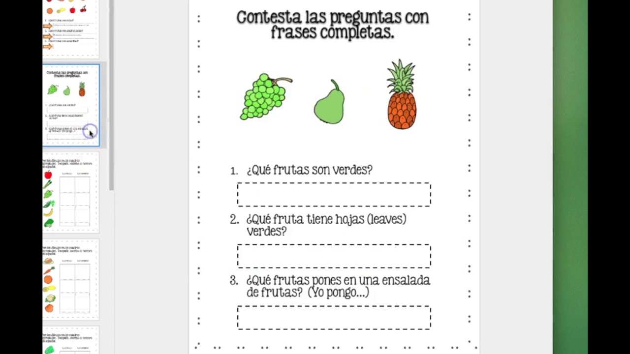 La comida Spanish Food Vocabulary Google Drive Activity