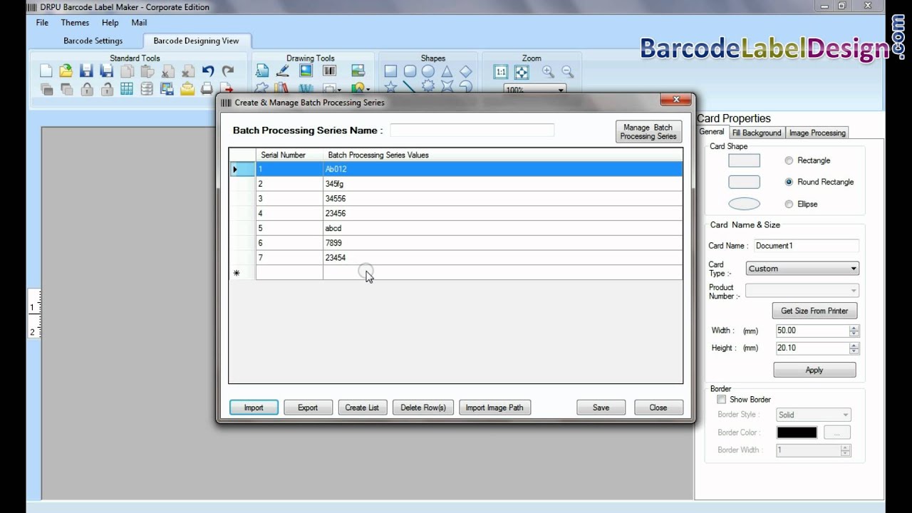 How to generate multiple barcode labels using Batch Processing Series and Excel file feature