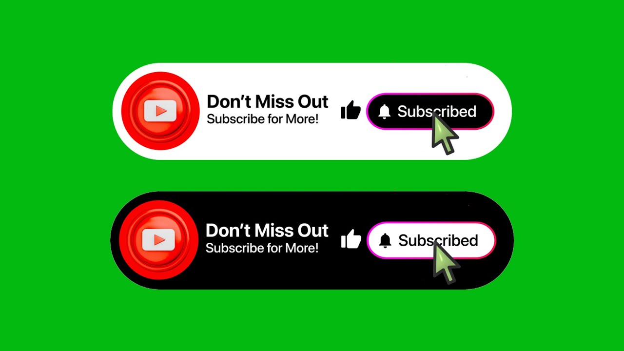 Modern Youtube subscribe button Green Screen 2025