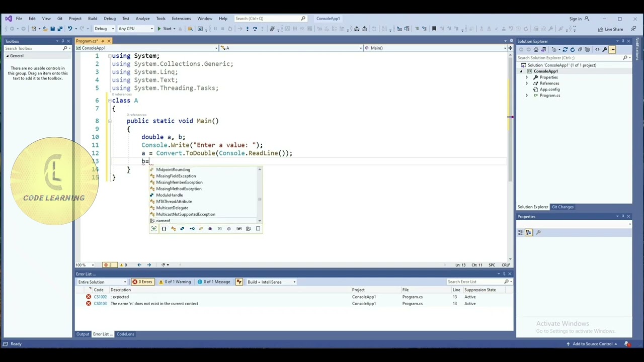 C# | Math 'Tanh() - user input' | CodeLearning