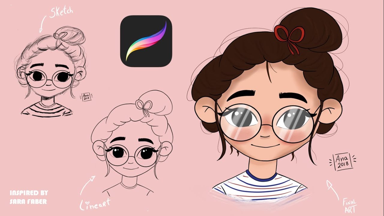 Drawing Cute Girl Using Procreate App | Ana Teixeira