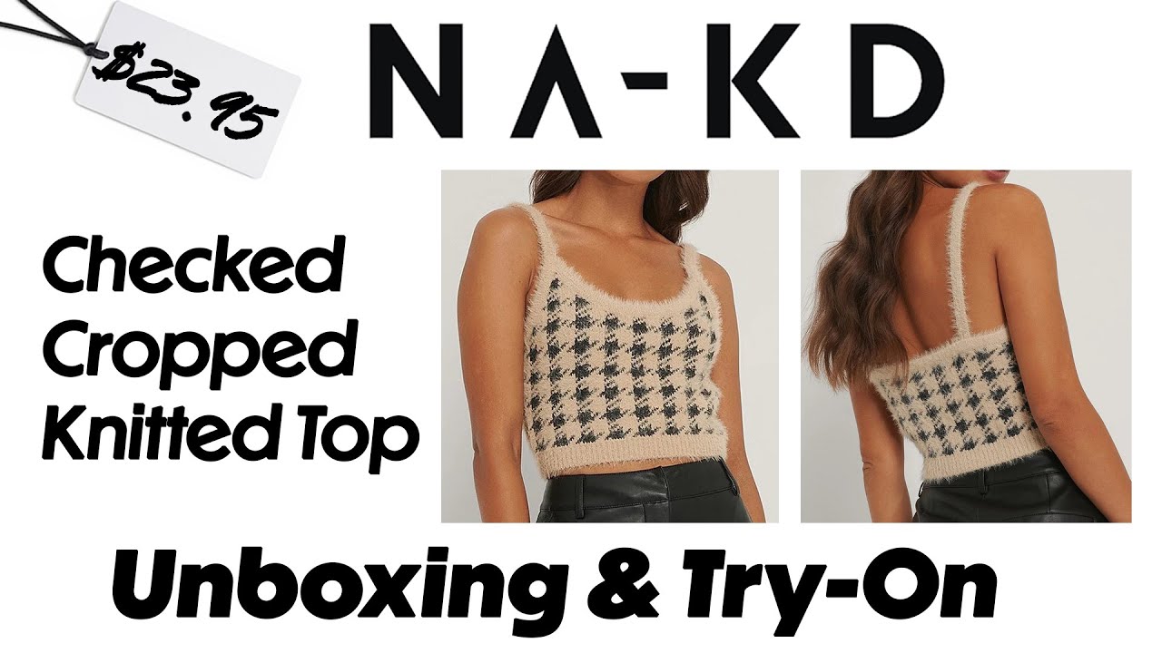 NA-KD Checked Cropped Knitted Top | Unboxing & Try-On | AERIN