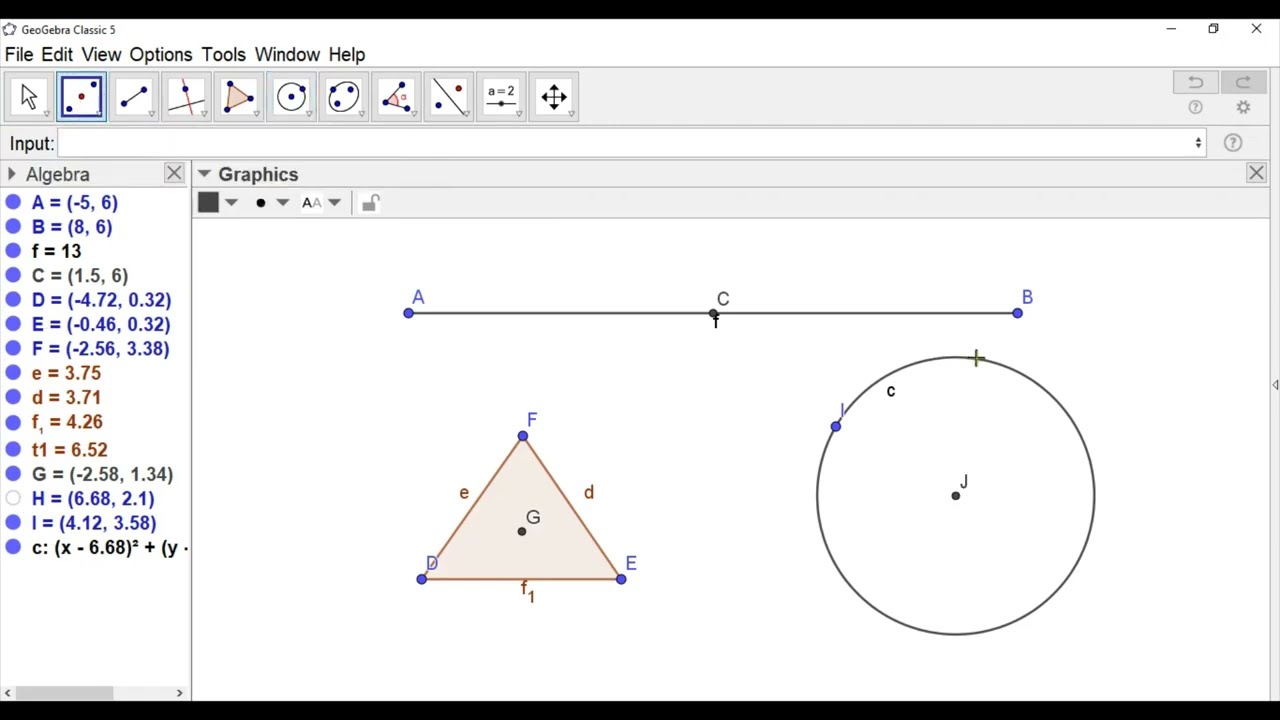 GeoGebra Classic 5 - Basic tools - Midpoint