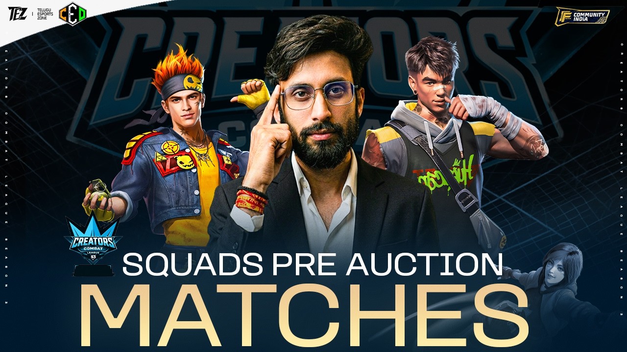 🔴 LIVE: CCL Pre Auction Matches 🏆 Free Fire MAX | Telugu Creators Showdown ft. TEZ & Caster Chief