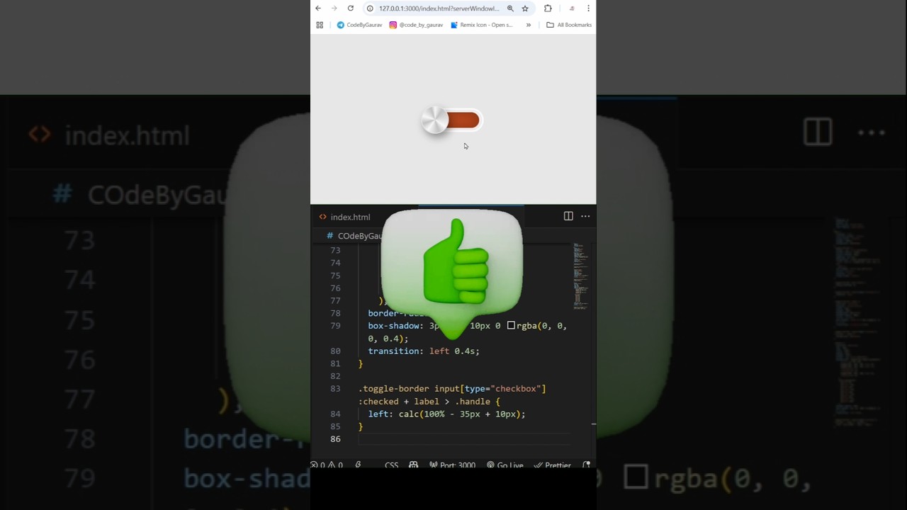🟢 Toggle Switch using HTML & CSS #webdevelopment #coding #htmlcss #shorts