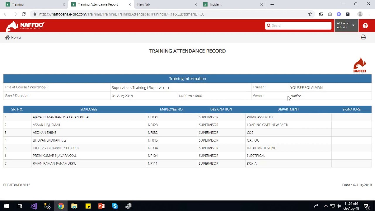 How to Generate Training Attendance Record