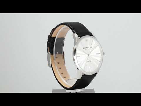 Buy Online Kenneth Cole Silver Dial Leather Strap Watch For Men ...