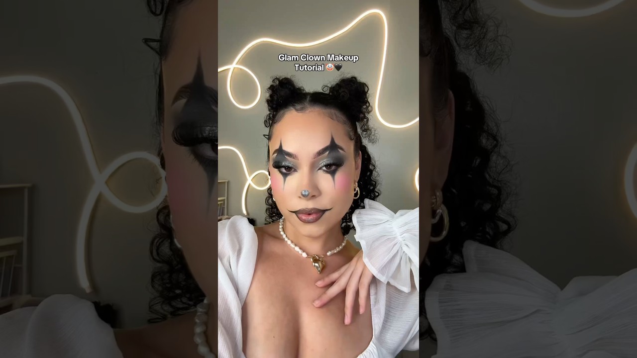 Easy Glam Clown Makeup Tutorial 🤡🖤 #clownmakeup #halloweenmakeuplook #halloween2024